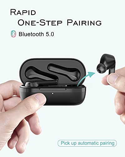 Wireless Earbuds, GRV T5 Bluetooth 5.0 Earbuds with Microphone 34H Playtime Touch Control Clear Call IPX7 Waterproof, Earbud & in-Ear Headphones for Sports (Black)