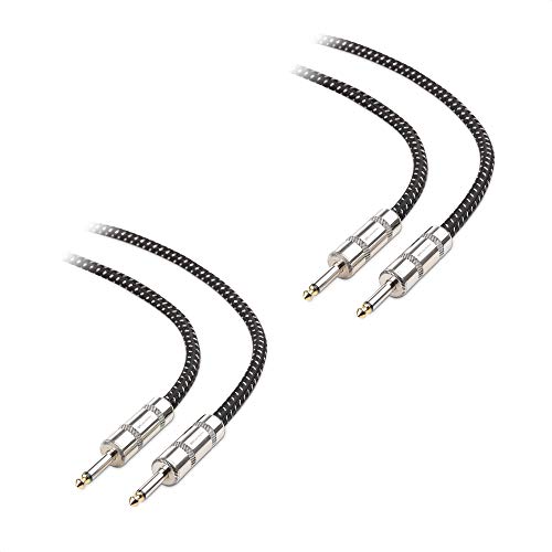 Cable Matters 2-Pack Premium Braided 12 AWG 1/4 Inch Speaker Cable 6 ft with 6.35mm TS Connector