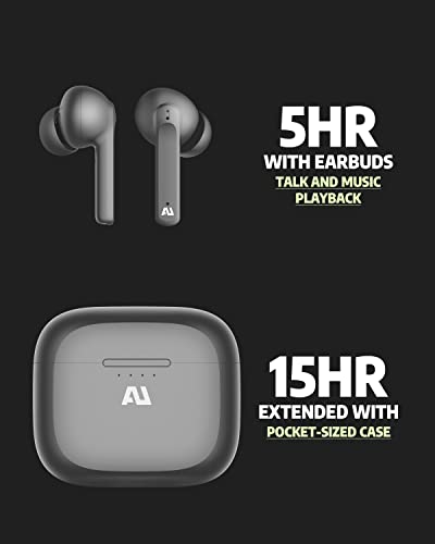 Wireless Earbuds, Active Noise Cancelling, 20 Hours Playtime, Workout Sweat Resistant, Touch Control (Gray)