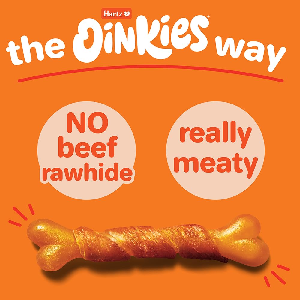 Hartz Oinkies Chew Bones with Real Chicken Breast, Rawhide Free Dog Treats, Highly Digestible Dog Chews, 25 Count