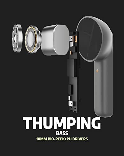 Wireless Earbuds, Active Noise Cancelling, 20 Hours Playtime, Workout Sweat Resistant, Touch Control (Gray)