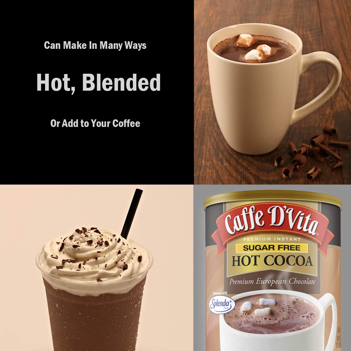 Caffe D’Vita Sugar Free Hot Cocoa - Pack of 2 - 10 oz. cans