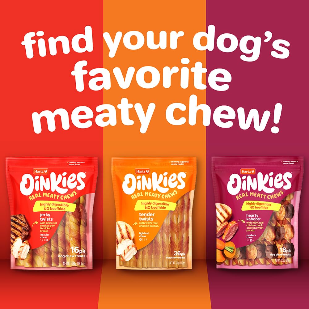 Hartz Oinkies Chew Bones with Real Chicken Breast, Rawhide Free Dog Treats, Highly Digestible Dog Chews, 25 Count