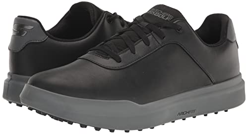 Skechers Men's Drive 5 Lx Arch Relaxed Fit Spikeless Waterproof Golf Shoe Sneaker, Black/Gry, 9.5