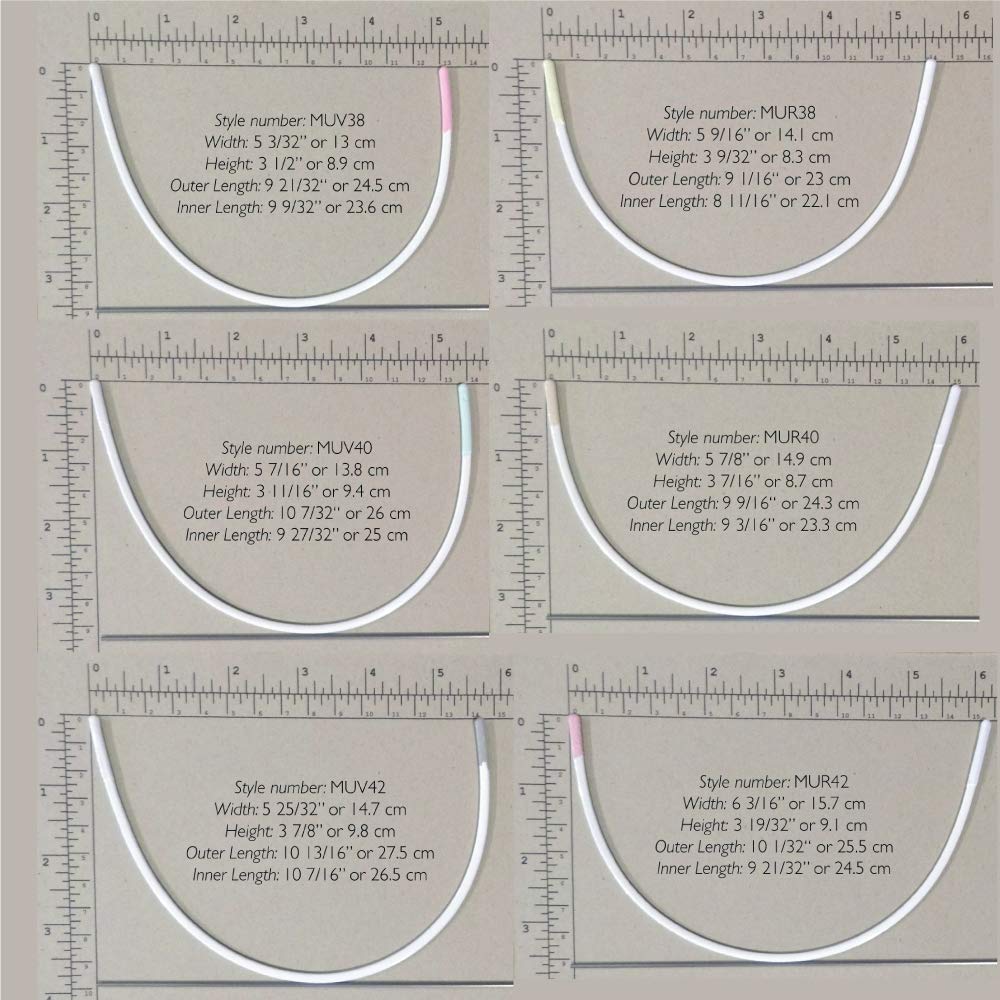 Porcelynne Carbon Steel Replacement Underwire Repair - Nylon Coated - Heavy Gauge Sturdy Wire for Bras - Regular Wire Size 42-1 Pair - See Pictures for Measurements and How to Order