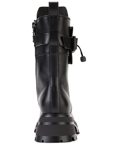 DKNY Women's Sava Lace Up Buckled Combat Boot Fashion, Black, 6