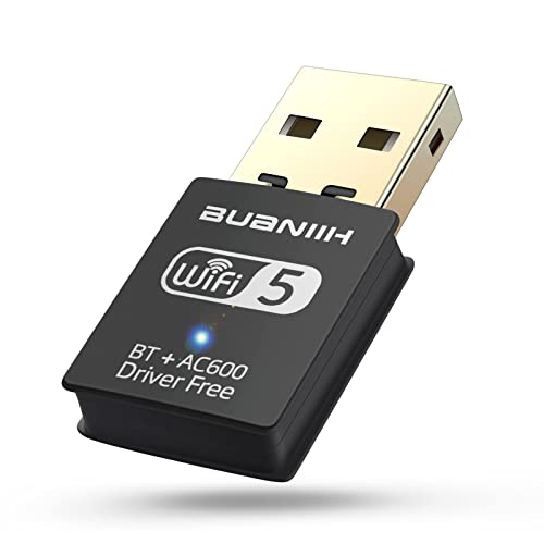 USB WiFi Bluetooth Adapter 2-in-1,Bluetooth Wireless External Receiver,600Mbps 2.4/5.8Ghz Dual Band Wireless Network,Plug and Play, for PC/Laptop/Desktop,Support Win7/8/8.1/10/Win 11
