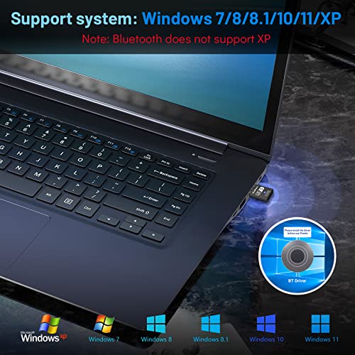 USB WiFi Bluetooth Adapter 2-in-1,Bluetooth Wireless External Receiver,600Mbps 2.4/5.8Ghz Dual Band Wireless Network,Plug and Play, for PC/Laptop/Desktop,Support Win7/8/8.1/10/Win 11