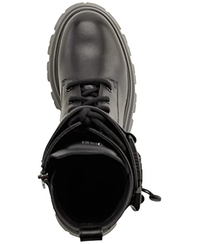 DKNY Women's Sava Lace Up Buckled Combat Boot Fashion, Black, 6