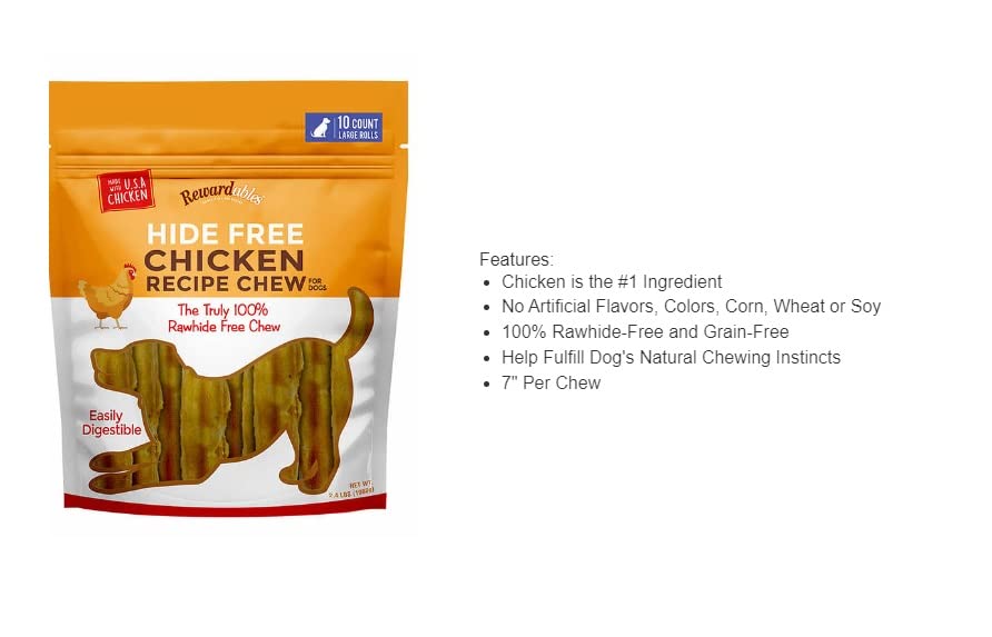 Rewardables Chicken Chew 100% RaHide Chew Easily Digestable ( 2.4 LB)