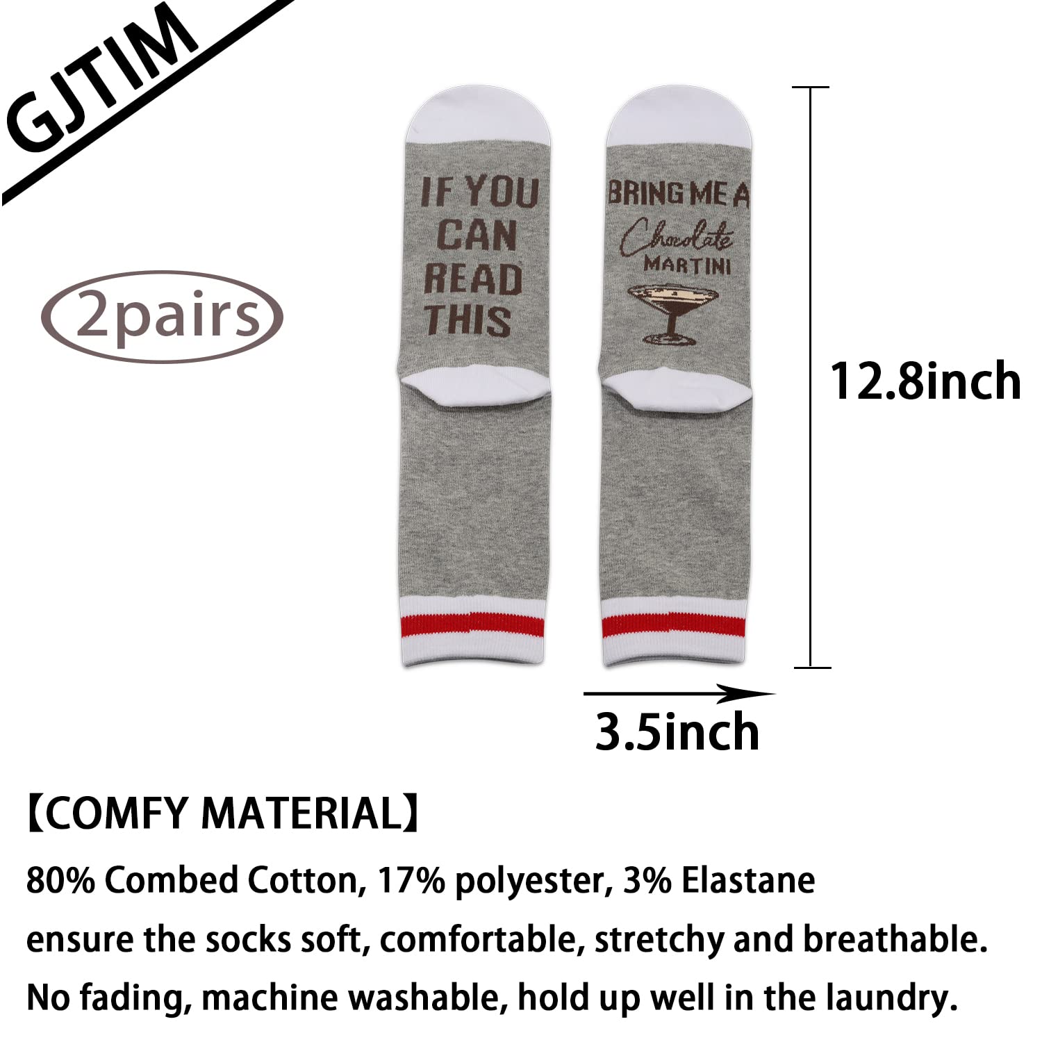 GJTIM 2 Pairs Cocktail Socks If You can Read this Bring Me A Chocolate Cocktail Socks Novelty Gifts for Drinking Lovers