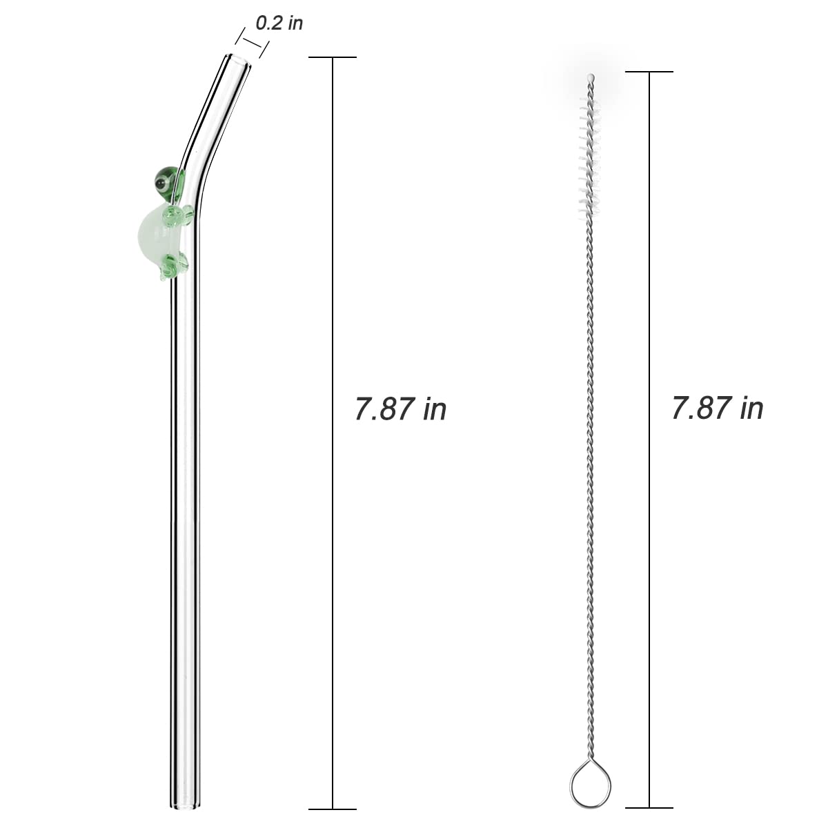 Wirhlly 6PCS Reusable Glass Straw Design Glass Straw,Colorful Straws Cocktails Bar Accessories Cleaning Brush Bent Drinking Straws for Hot and Cold Drinks (Tortoise)