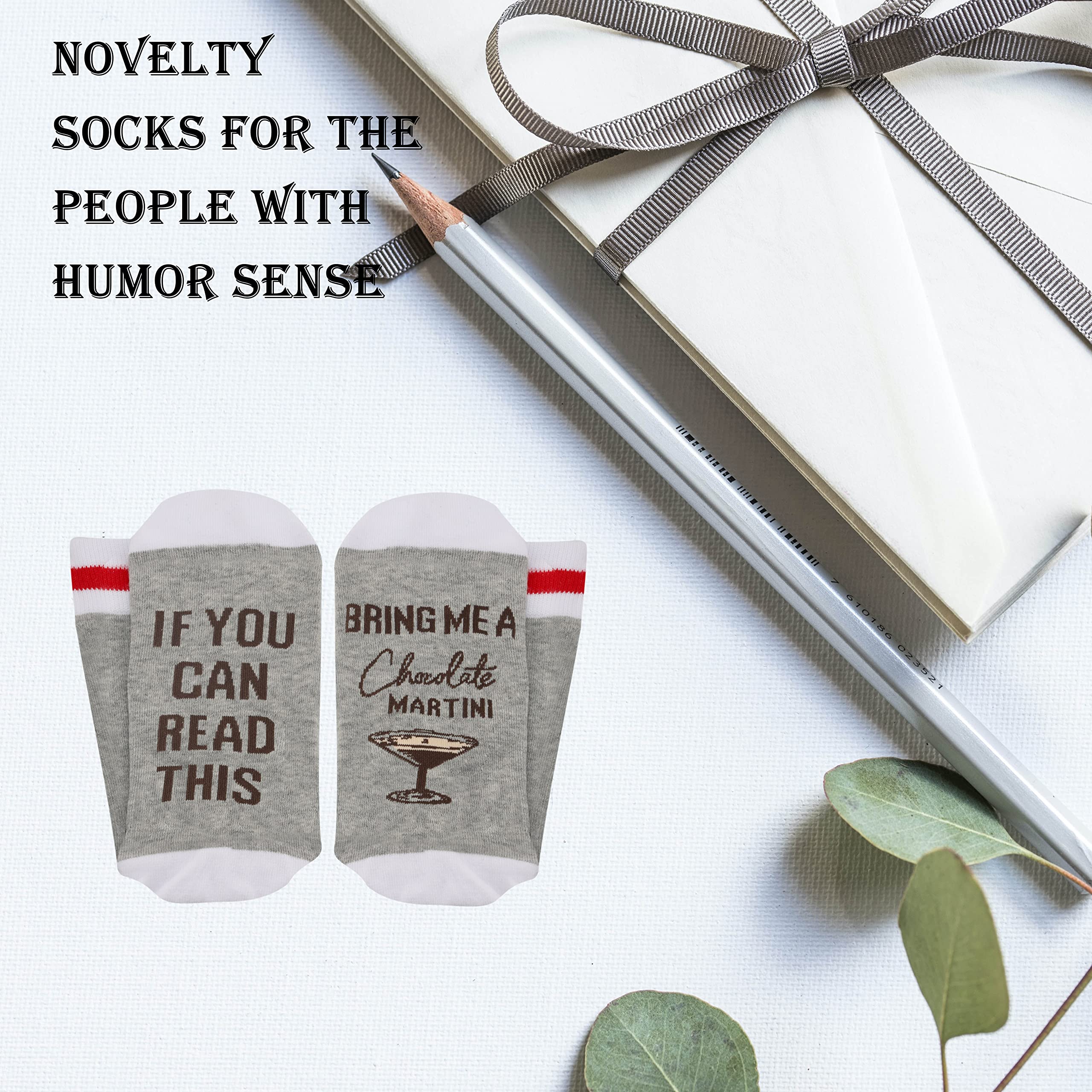 GJTIM 2 Pairs Cocktail Socks If You can Read this Bring Me A Chocolate Cocktail Socks Novelty Gifts for Drinking Lovers