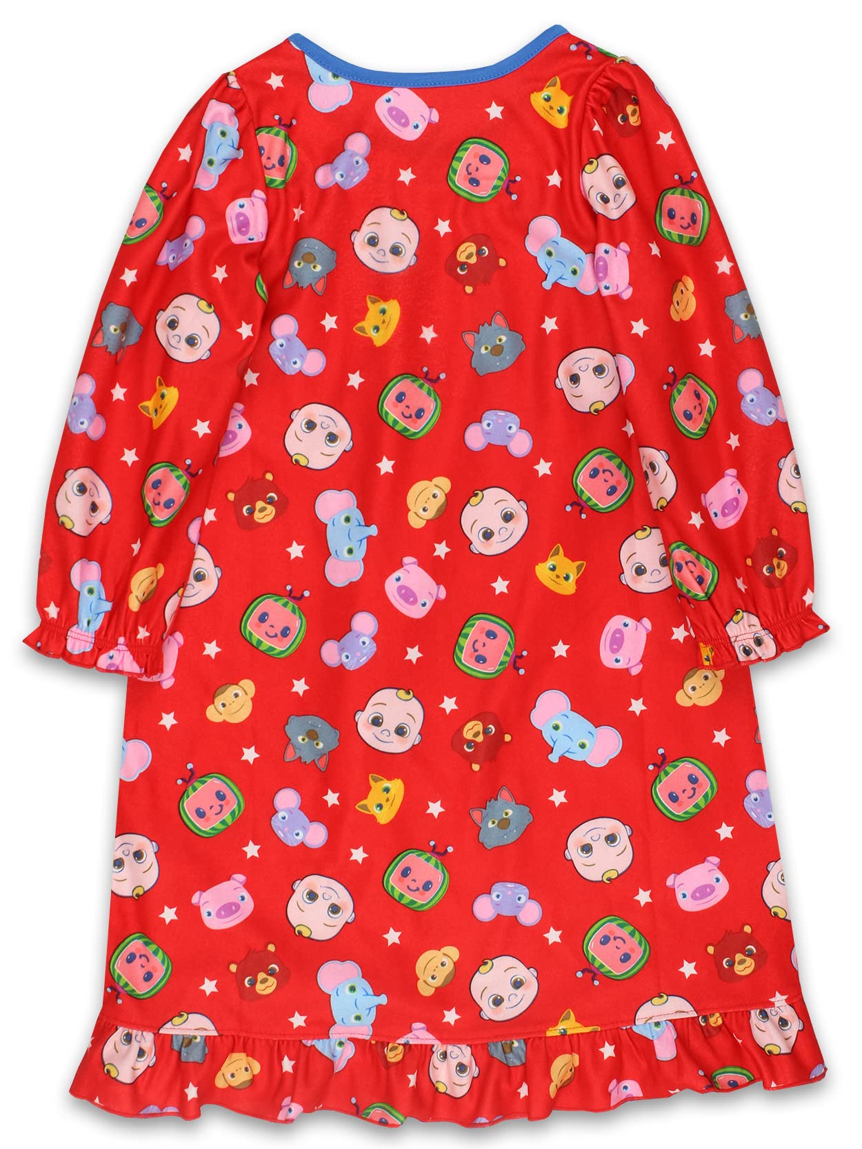 CoComelon Infant and Toddler Girls Flannel Granny Gown Nightgown Pajamas (24 Months, Red)