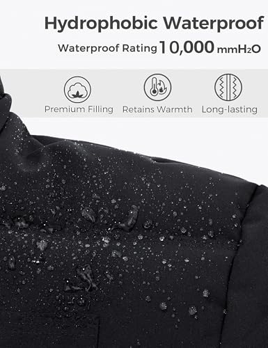 wantdo Women Waterproof Winter Jacket Fur Hood Thicken Parka Jacket (Black, Small)