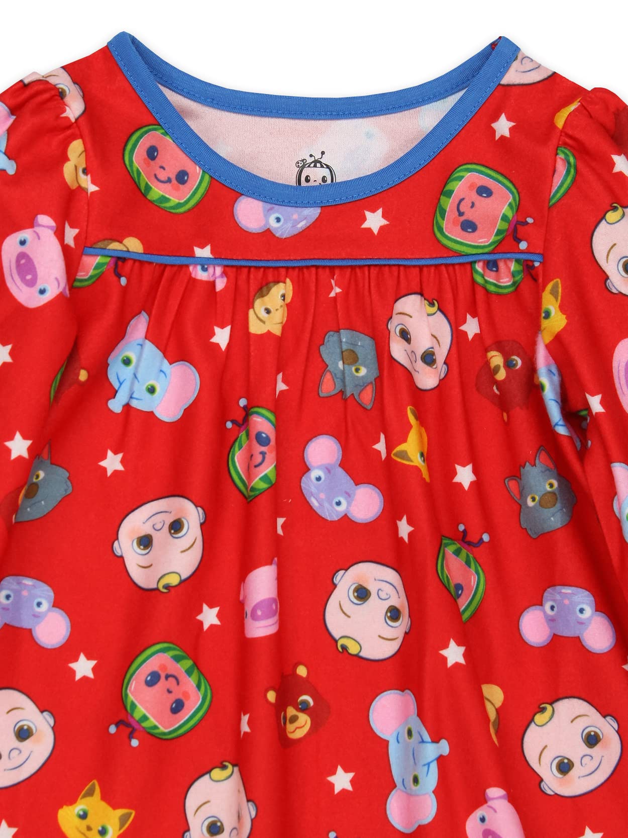 CoComelon Infant and Toddler Girls Flannel Granny Gown Nightgown Pajamas (24 Months, Red)