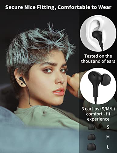 Wired Earbuds with Microphone, TITACUTE 3.5mm Jack Earphone Magnetic in-Ear Headphone Stereo Clear Audio for iPhone iPad Samsung A13 A03s S10e S10 Motorola One 5G Ace/Moto G Stylus Power Android