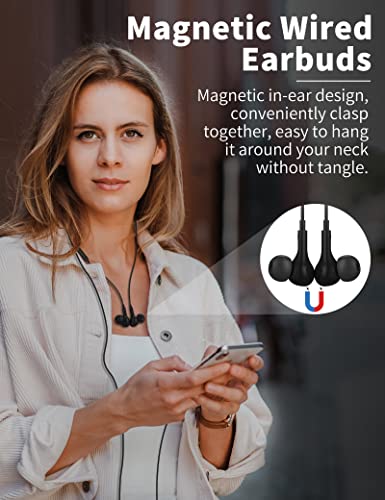 Wired Earbuds with Microphone, TITACUTE 3.5mm Jack Earphone Magnetic in-Ear Headphone Stereo Clear Audio for iPhone iPad Samsung A13 A03s S10e S10 Motorola One 5G Ace/Moto G Stylus Power Android