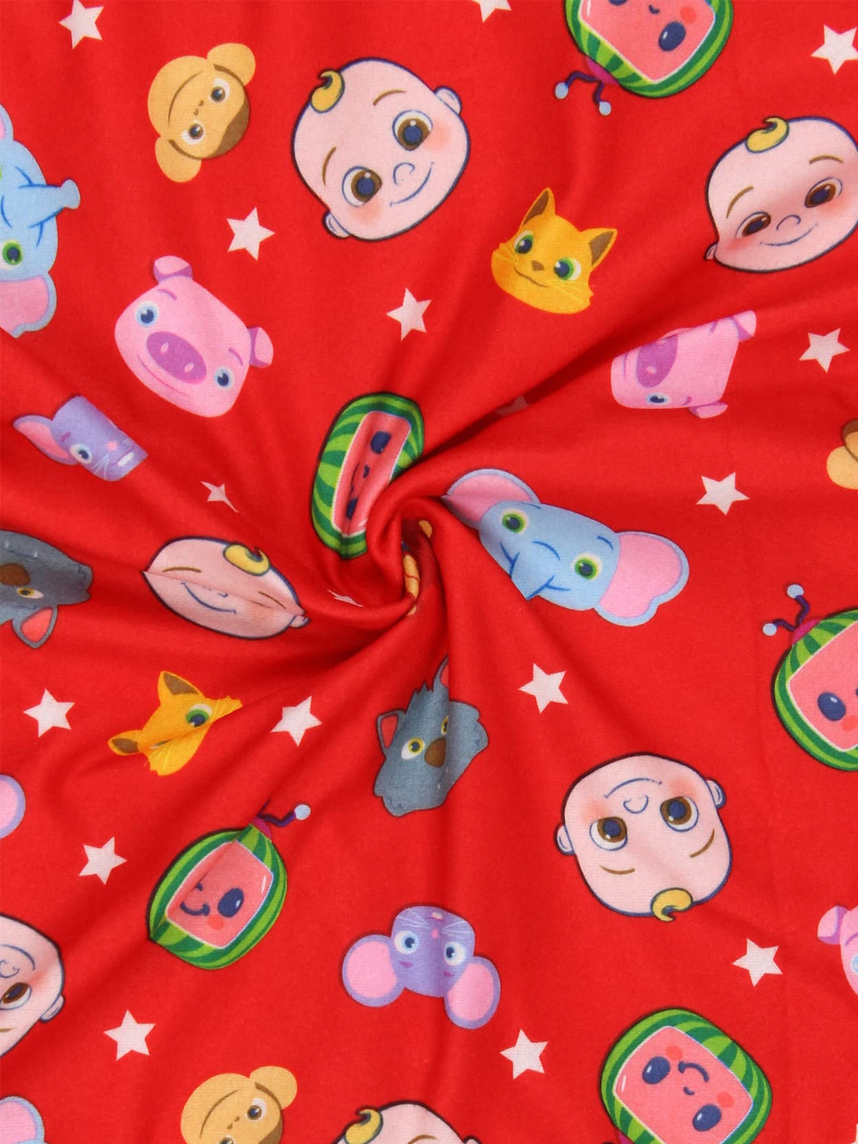 CoComelon Infant and Toddler Girls Flannel Granny Gown Nightgown Pajamas (24 Months, Red)