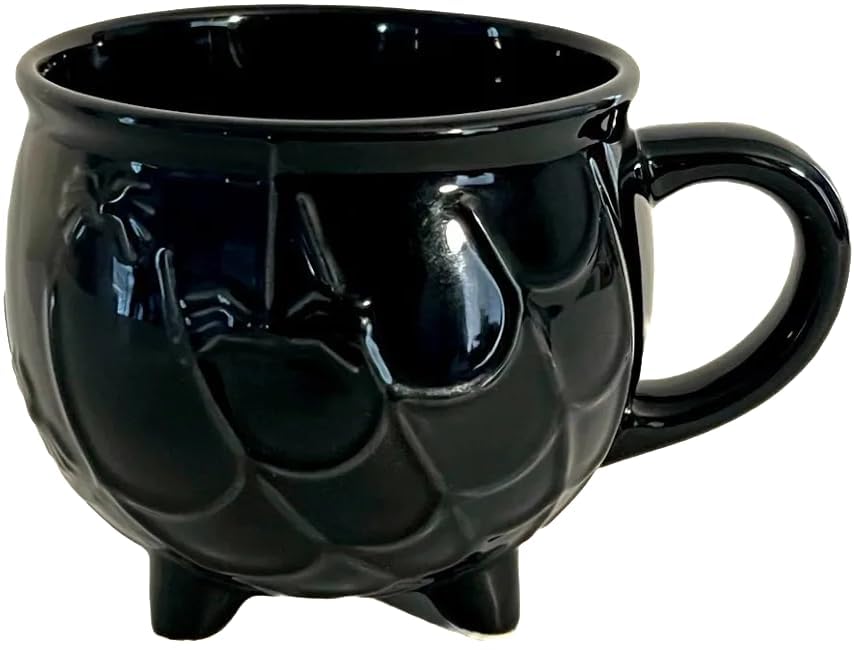 Dwellacy Black Spider Web and Spiders Witch Cauldron Halloween Mug Spooky Spiderweb Víspera de Todos los Santos