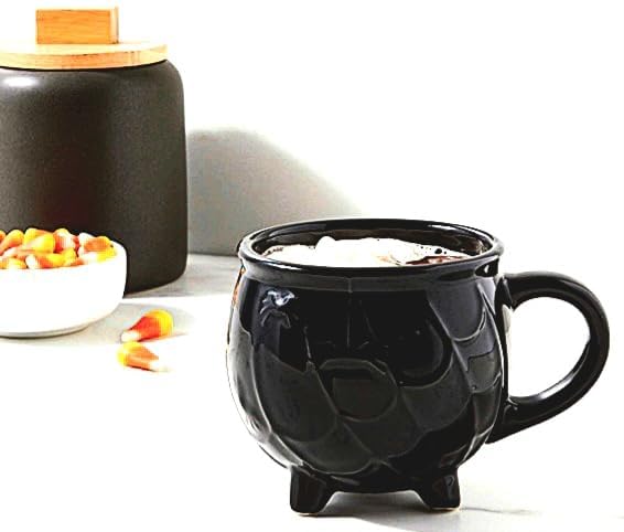 Dwellacy Black Spider Web and Spiders Witch Cauldron Halloween Mug Spooky Spiderweb Víspera de Todos los Santos