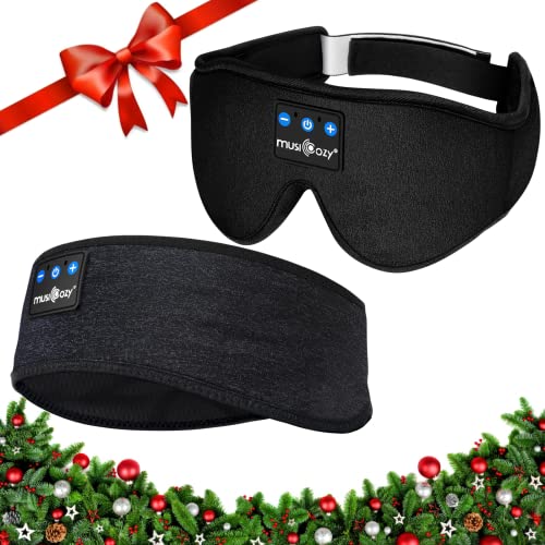 MUSICOZY Sleep Headphones Bluetooth Sports Headband, Wireless Music Sleeping Headphones Sleep Eye Mask Earbuds for Side Sleepers Workout Running Insomnia Travel Yoga Office, Pack of 2