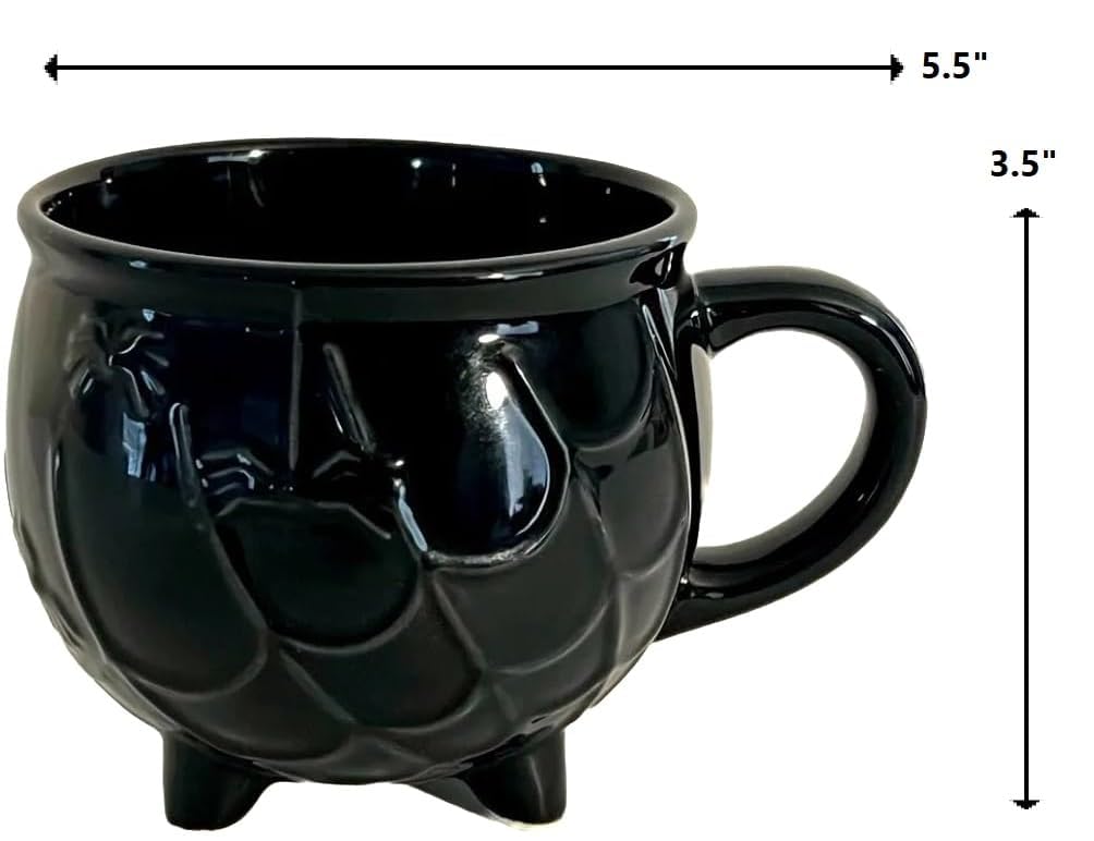 Dwellacy Black Spider Web and Spiders Witch Cauldron Halloween Mug Spooky Spiderweb Víspera de Todos los Santos