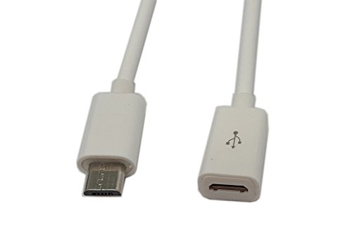 zdyCGTime 4 Inch Cellphone/Tablet USB Micro Male to Female Sync & Charging Extension Cable(2 Pack White)