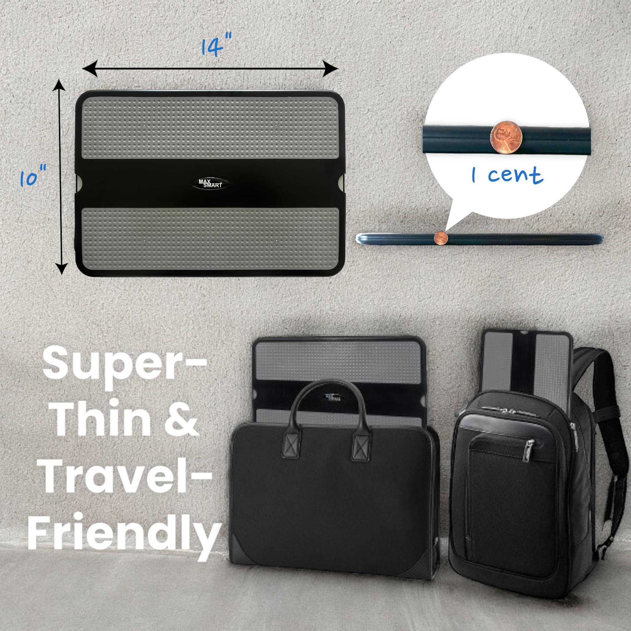 MAX SMART Portable Laptop Lap Pad, Laptop Desk with Retractable Mouse Tray, Anti-Slip Heat Shield Notebook Computer Stand Table, Working Station for Home, Office, Recliner, Business and Travel