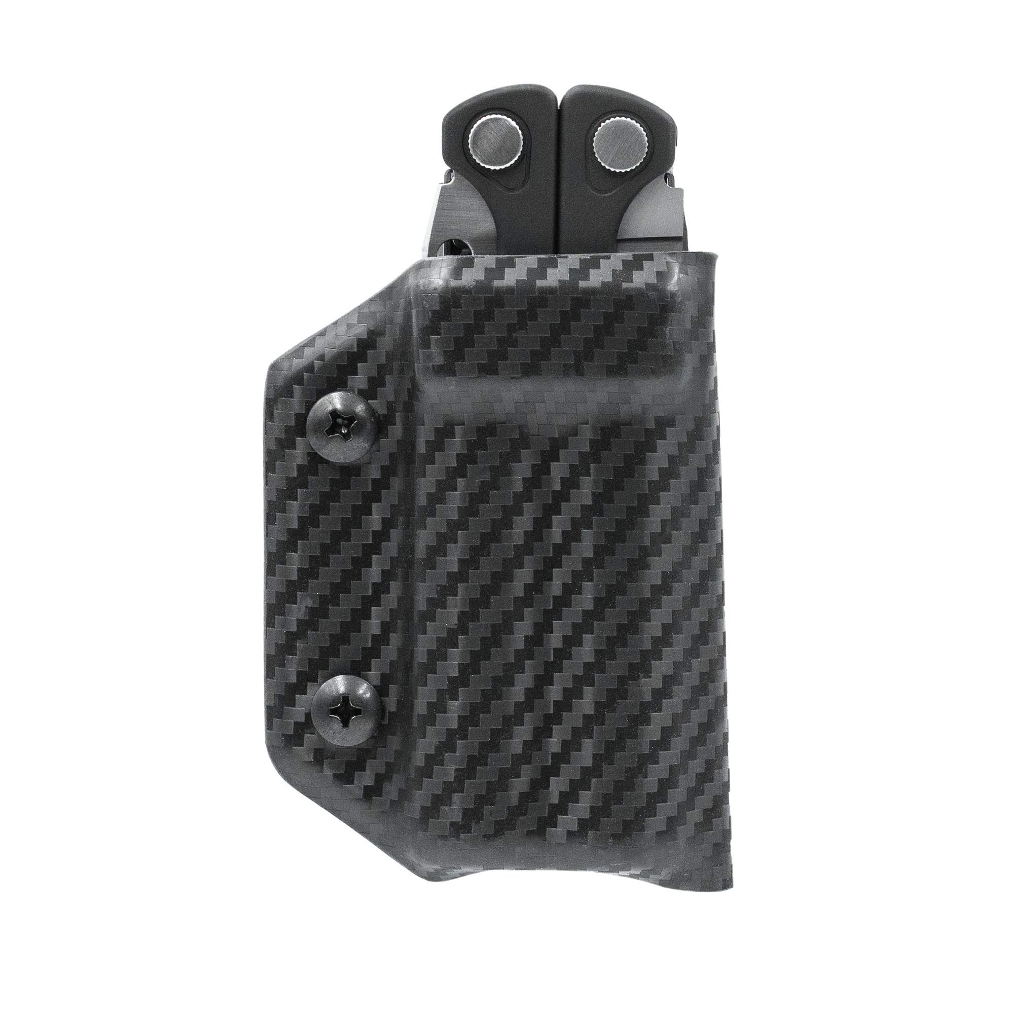 Clip & Carry Kydex Multitool Sheath for the Leatherman CHARGE - Made in USA - EDC Multi Tool Sheath Holder Holster Cover - Carbon Fiber Black