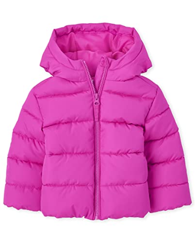 The Children's Place baby girls And Toddler Medium Weight Puffer Jacket, Wind-resistant, Water-resistant Jacket, Enchanted Pink, 4T US