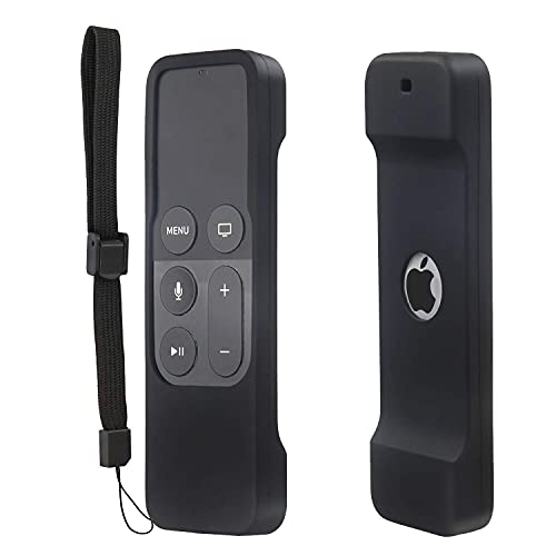 Wall Mount Bracket Holder with Remote Cover Compatible for Apple TV4 4K - Pinowu TV Mount and Siri Remote Protective Case Suitable for Apple TV 4/4K[4th Gen] (Black)