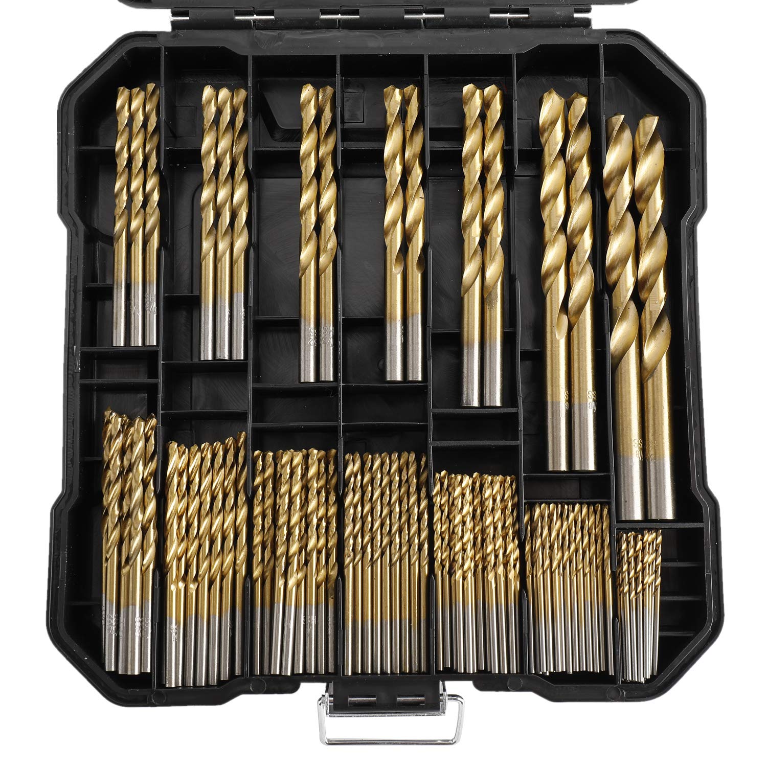 Yaegoo Titanium Twist Drill Bit Set High Speed Steel for Steel, Wood, Plastic, Metal, Copper, Aluminum Alloy with Storage Case (99 PCS)