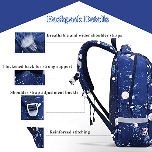 Cute Girls Backpack, Bunny School Backpack for Teen Girls, Elementary Middle Bookbag Galaxy Outdoor Aesthetic Schoolbag, Grey