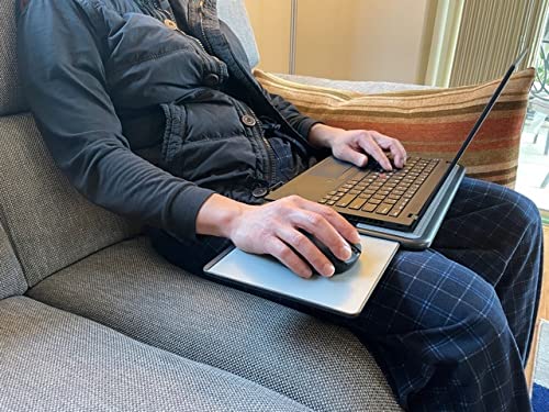 MAX SMART Portable Laptop Lap Pad, Laptop Desk with Retractable Mouse Tray, Anti-Slip Heat Shield Notebook Computer Stand Table, Working Station for Home, Office, Recliner, Business and Travel