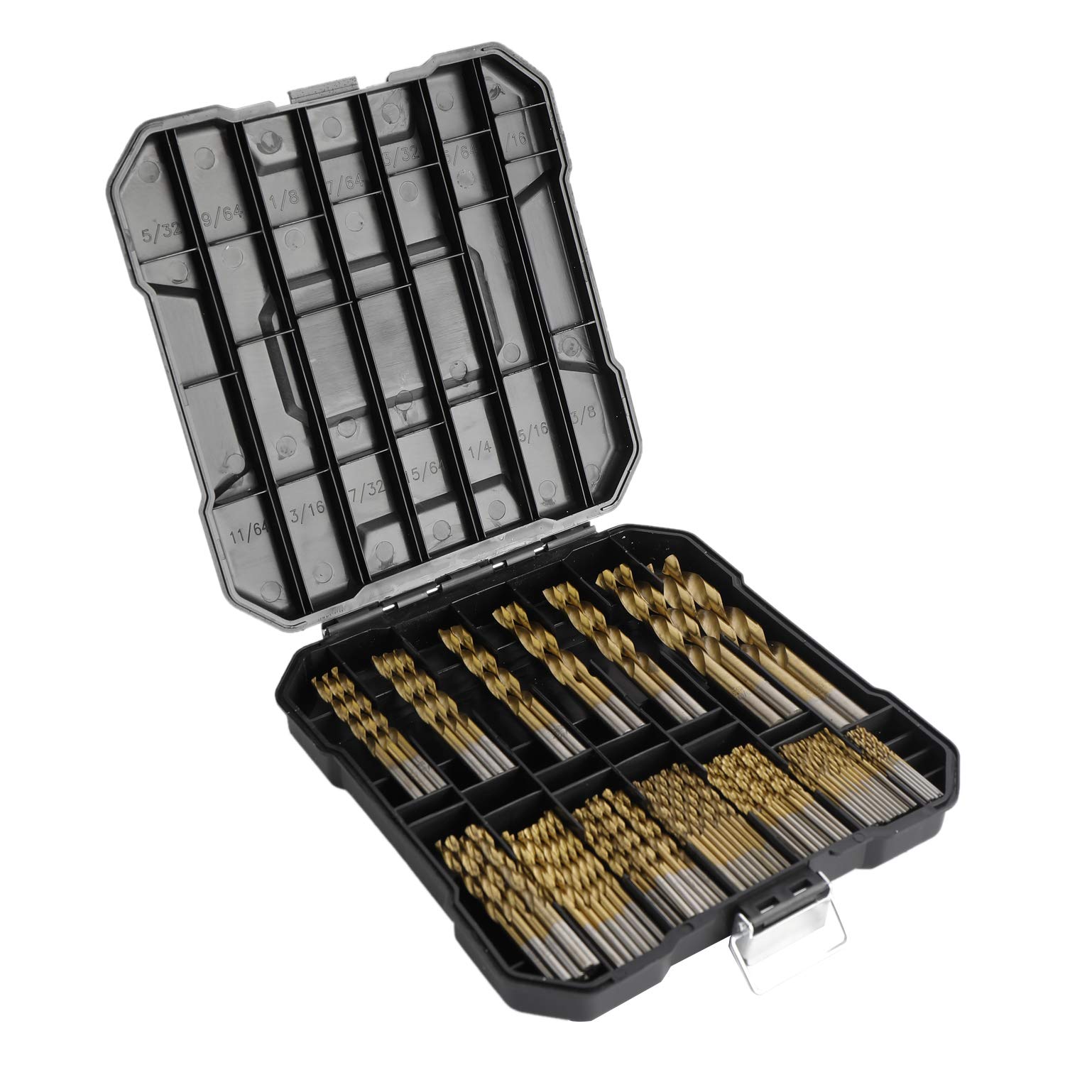 Yaegoo Titanium Twist Drill Bit Set High Speed Steel for Steel, Wood, Plastic, Metal, Copper, Aluminum Alloy with Storage Case (99 PCS)