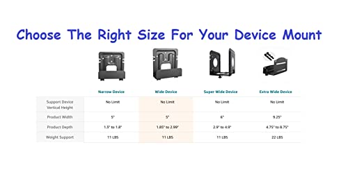 Mount Plus D-06-03 Super Wide Adjustable Device Wall Mount | Mount On Back of TV and Monitor | DVD Players, Cable Boxes, Receivers, Set Top Box, Game Console Such As PS3, PS4, PS5