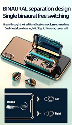 FSS Led Display Waterproof Earbuds Headphone Wireless Bluetooth Earphones Auriculares F9 Audifonos with 2000Mah Power Headset, Black