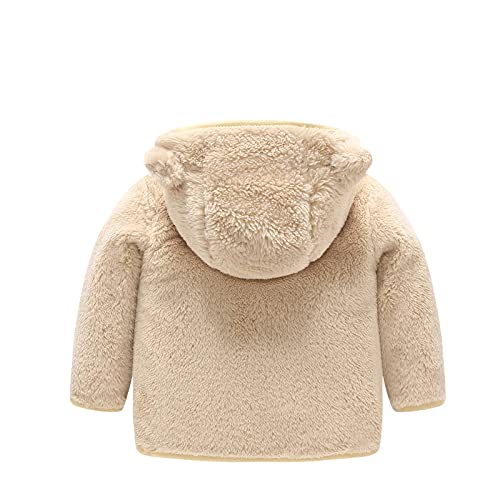 Yooshoverk Girls Coats Dressy Casual 2023 Winter Hoodie Zip Up Jackets For Toddlers Kids Baby Grils Boy Ear Outwear Coat Solid Long Sleeve Warm Cardigan FB1-Khaki 73