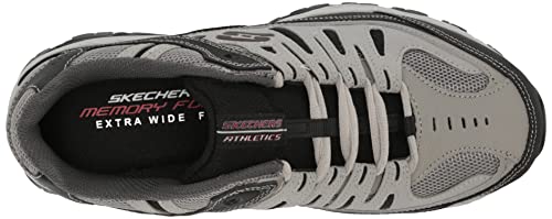 Skechers Men's Afterburn Memory-Foam Lace-up Sneaker Oxford, Gray/Black, 8.5 X-Wide