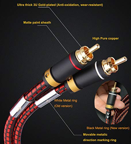 Primeda Auidophile 2RCA Male to 2RCA Male Stereo Audio Cable,Gold Plated | 4N Oxgen-Free Copper Core (2.5 Feet (0.75M))