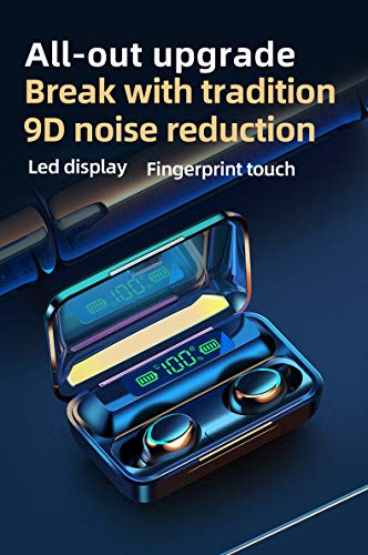 FSS Led Display Waterproof Earbuds Headphone Wireless Bluetooth Earphones Auriculares F9 Audifonos with 2000Mah Power Headset, Black