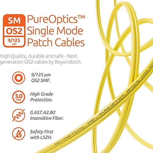 BEYONDTECH LC to SC Single Mode Fiber Patch Cord (Insensitive) - Duplex - 5M - UPC/UPC - 9/125um OS2 100G PureOptics Cable Series