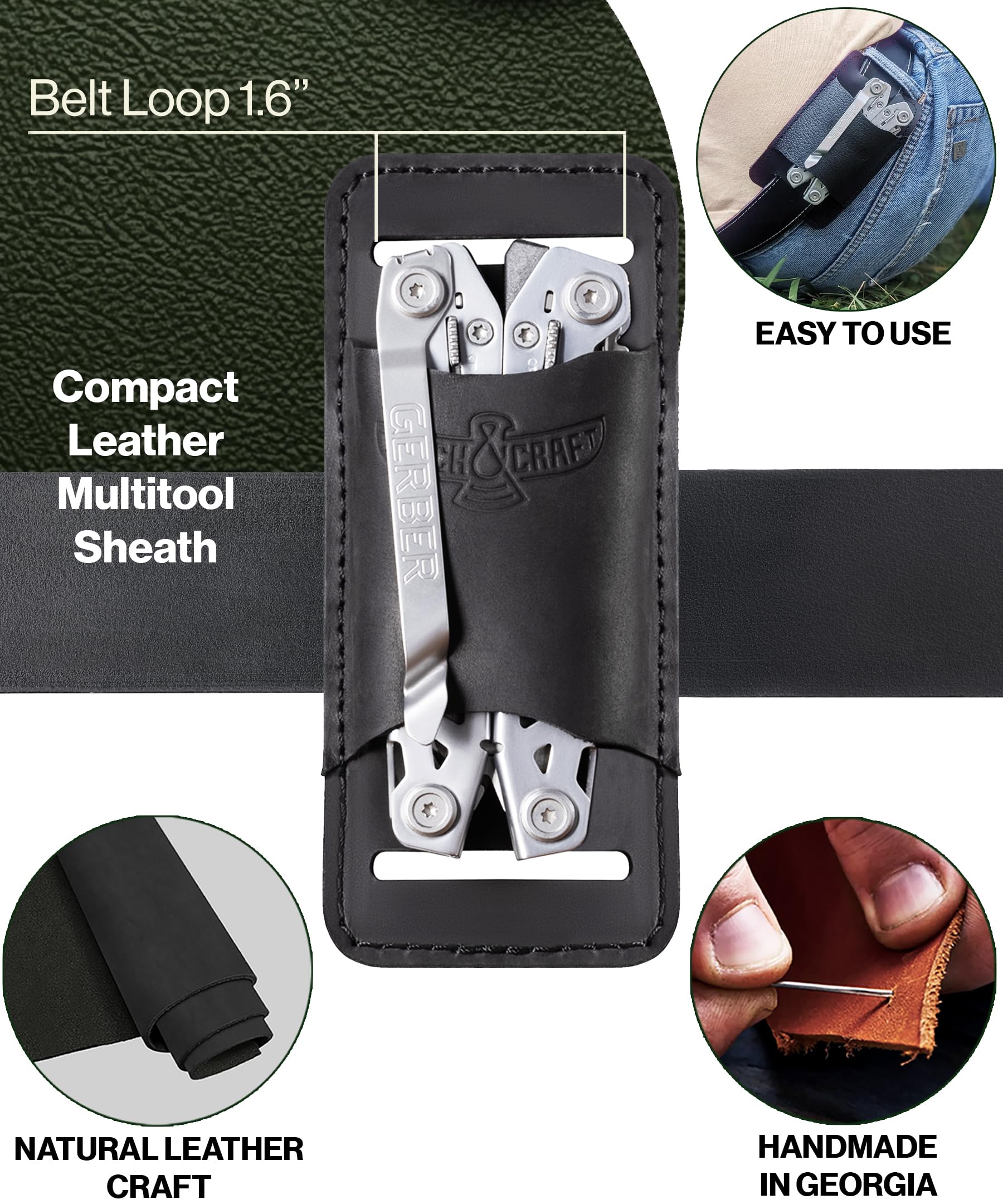 CatchandCraft Multitool Sheath for Belt - Leatherman Sheath - Horizontal Carry Leather Multitool Holster - EDC Pocket Organizer for Work and Daily Use - ππππ π’π§ πππππππ