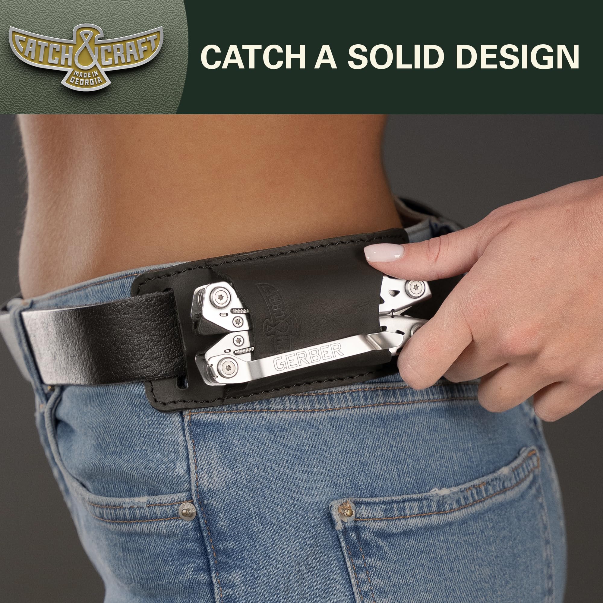 CatchandCraft Multitool Sheath for Belt - Leatherman Sheath - Horizontal Carry Leather Multitool Holster - EDC Pocket Organizer for Work and Daily Use - ππππ π’π§ πππππππ