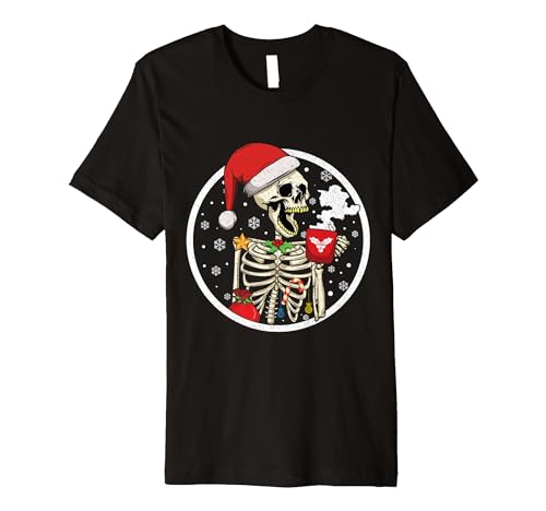 Skeleton Drinking Chocolate Winter December Christmas Premium T-Shirt