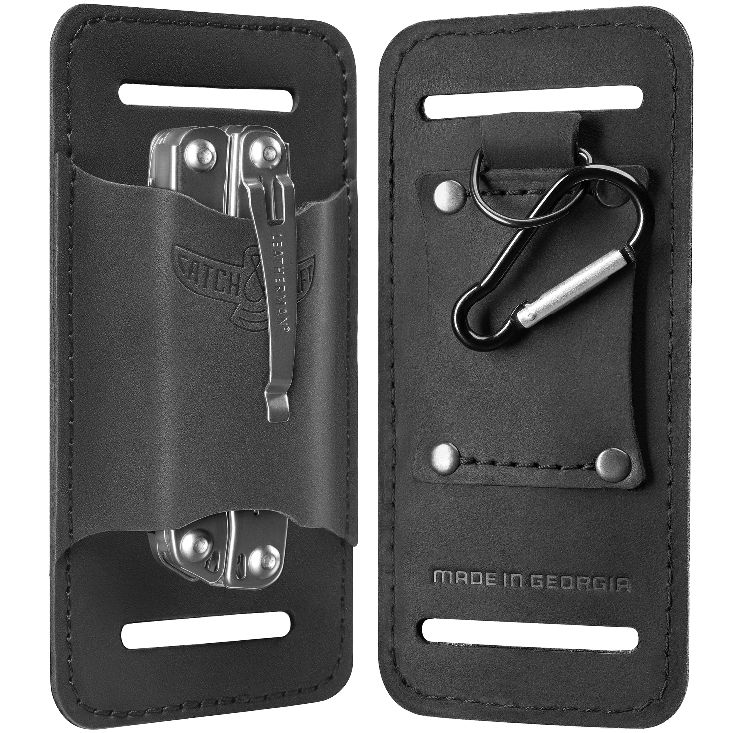 CatchandCraft Multitool Sheath for Belt - Leatherman Sheath - Horizontal Carry Leather Multitool Holster - EDC Pocket Organizer for Work and Daily Use - ππππ π’π§ πππππππ