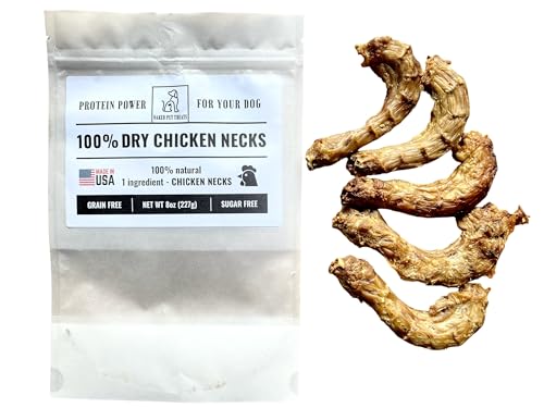 100% Dry Chicken Necks Dog Treats, Grain Free, Single Ingredient, Healthy, NaturalTreats for Dogs, Training Treats for Dogs, resealable Pouch (100% Dry Chicken Necks 8oz)