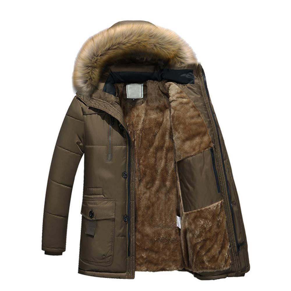 Teresamoon Men Winter Warm Hooded Zipped Thick Solid Fleece Coat Cotton-padded jacket (Most Wished & Gift Ideas)