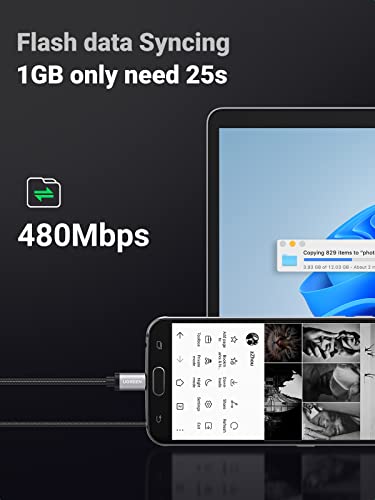 UGREEN Micro USB Cable, 1.5FT High Speed Fast Charging USB Cable, Nylon Braided Durable Android Phone Charger Cord, Compatible with Samsung Galaxy S7 S6 Note LG V10 Tablet PS4 MP3